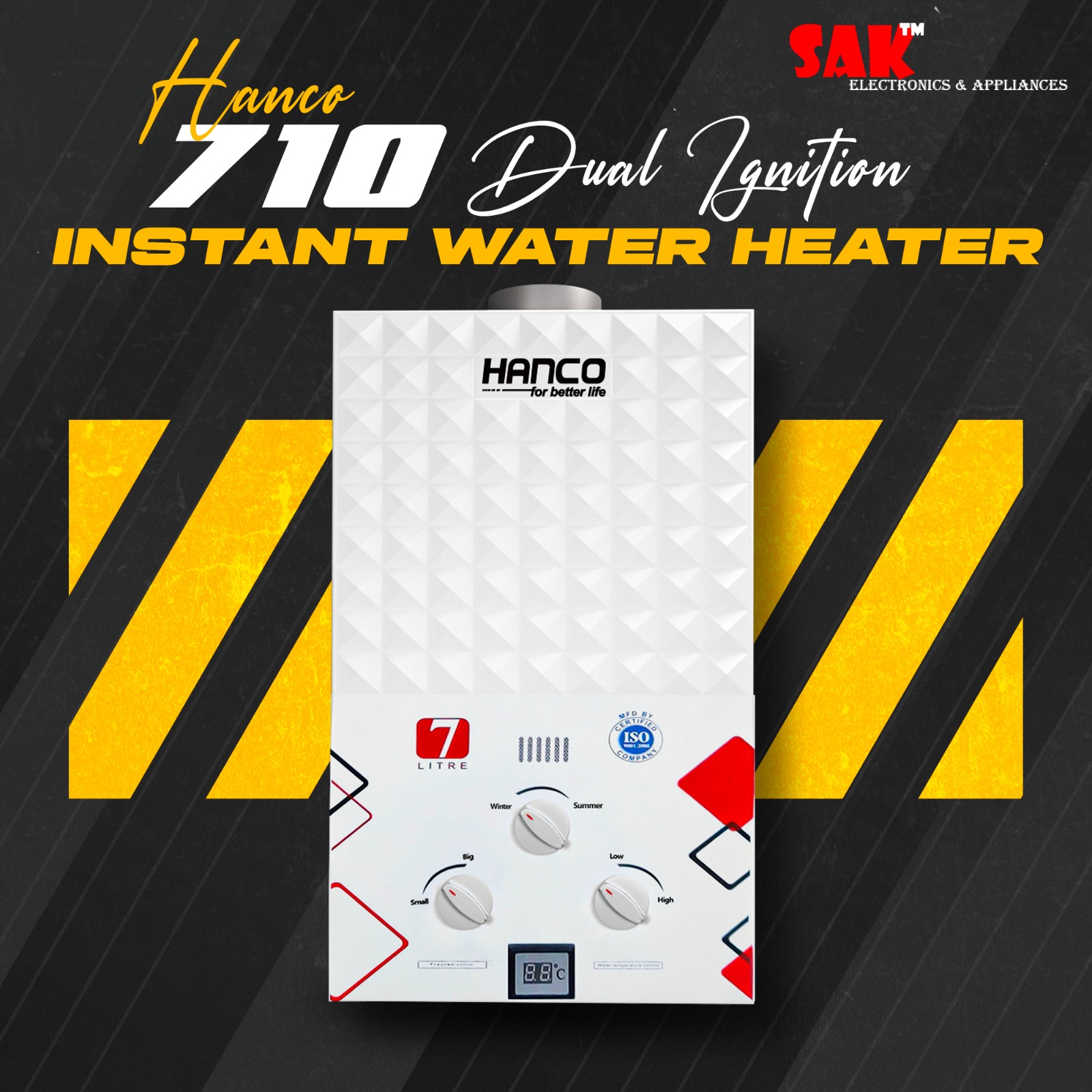 Hanco LPG & NG 7 litre Instant Water Heater - LPG & NG Geyser - Dual Ignition 1 Year Brand ...