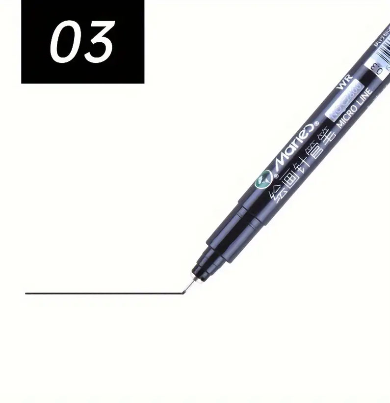 Marie’s Black Micro-Line Pen Fineliner Ink Pens Waterproof Needle Hook ...