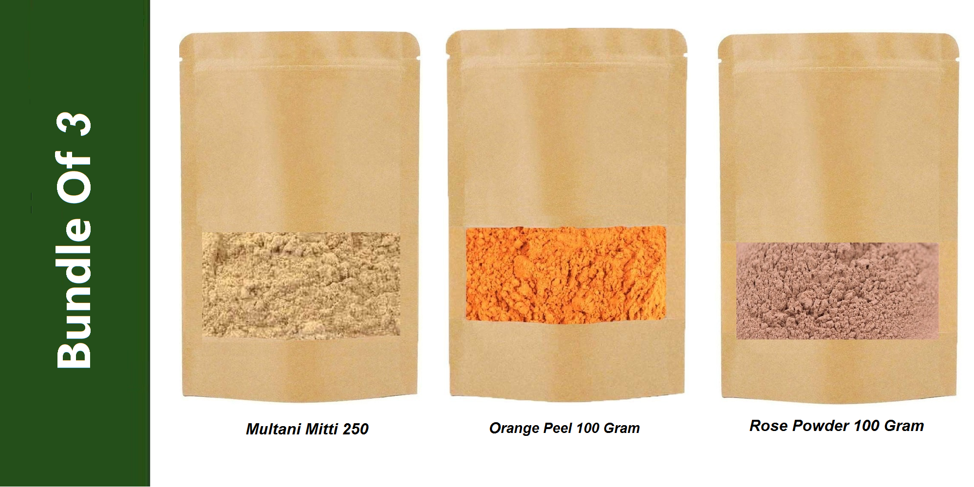 Bundle Of 3 Multani Mitti Powder 250 Grams Orange Peel Mask Powder 100 ...