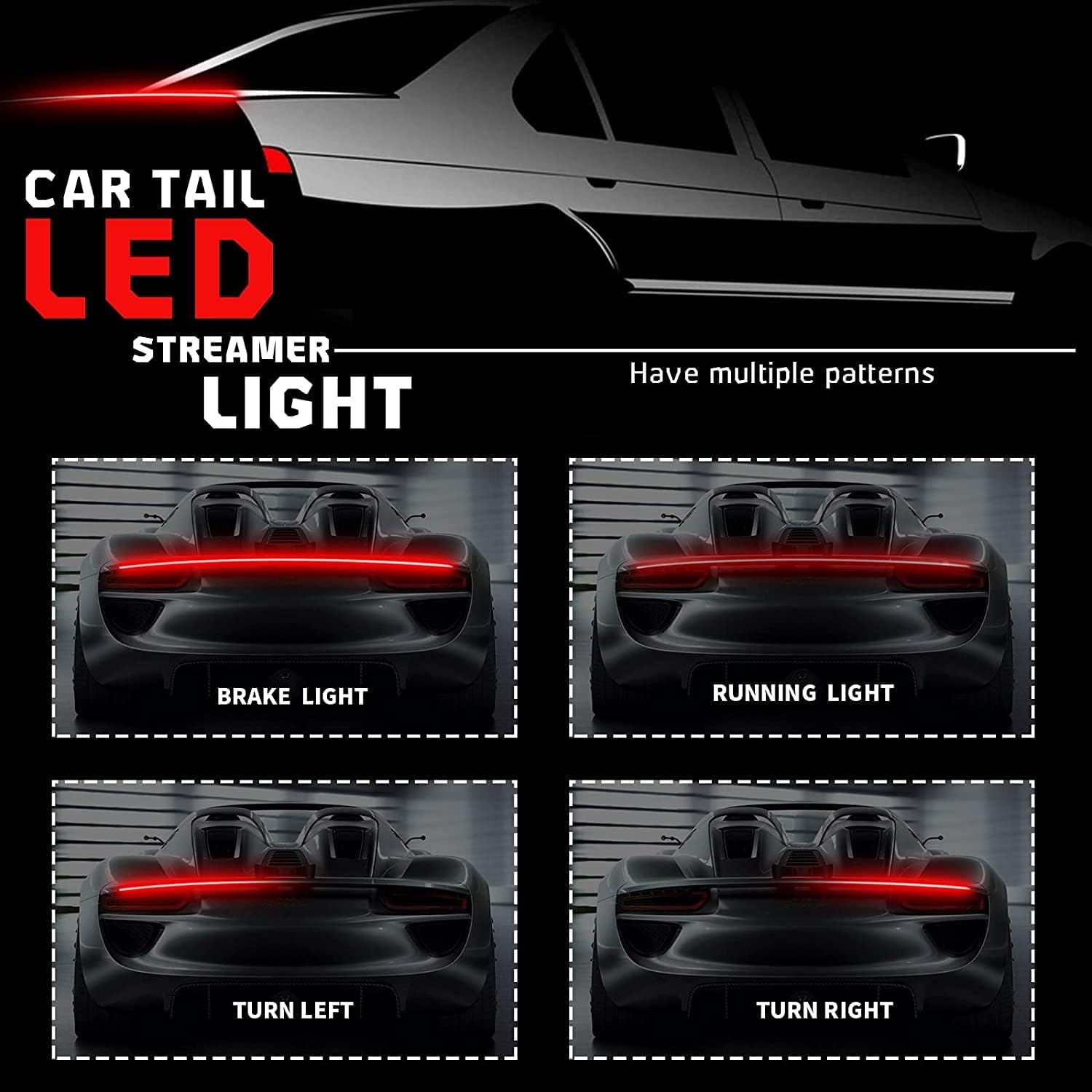 Universal LED Spoiler Rear Lip Kit with Brake Light,Turn Signal Light ...