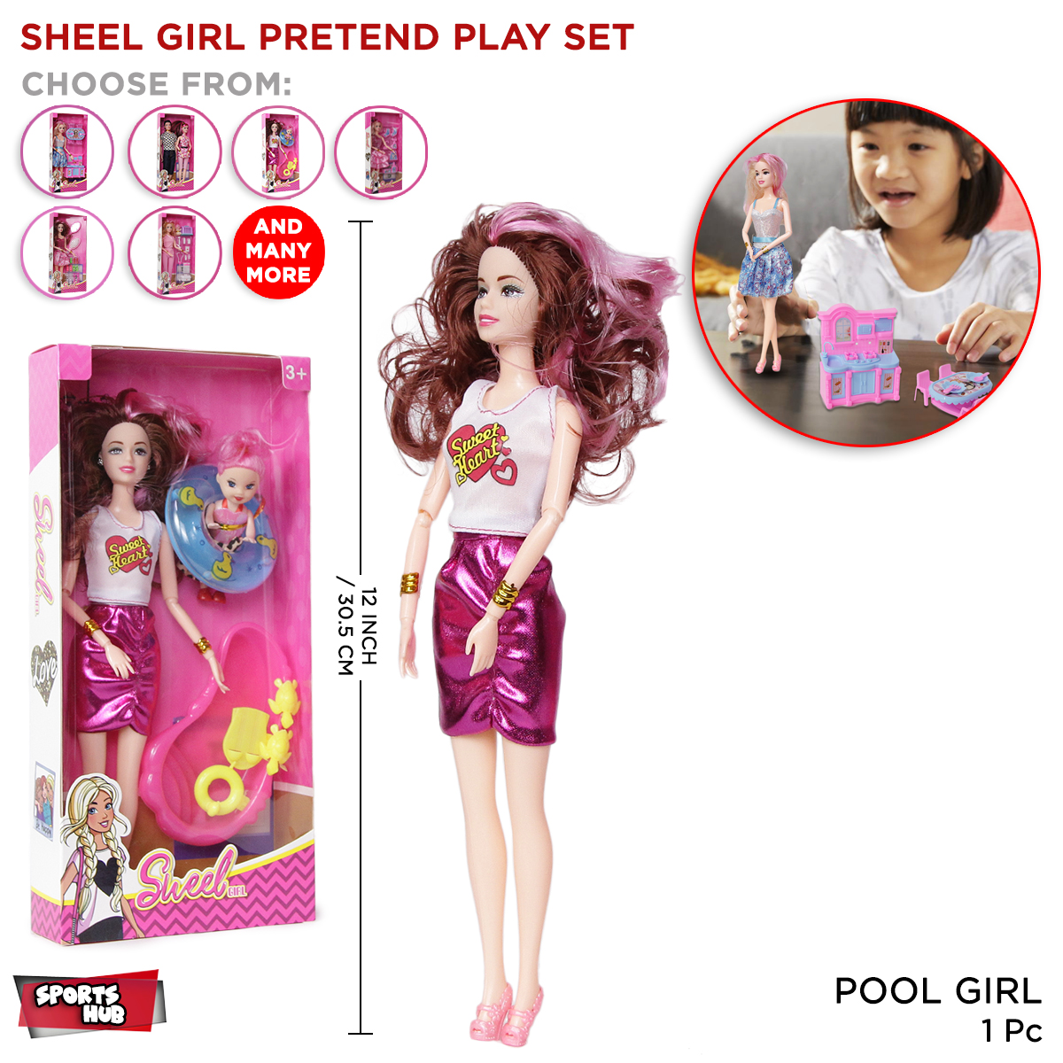 Sheel Girl Pretend Play Dolls Set Toy For Girls 6 Different Themes ...