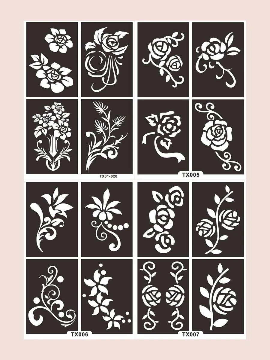 4sheets Floral Pattern Tattoo Stencil | Daraz.pk