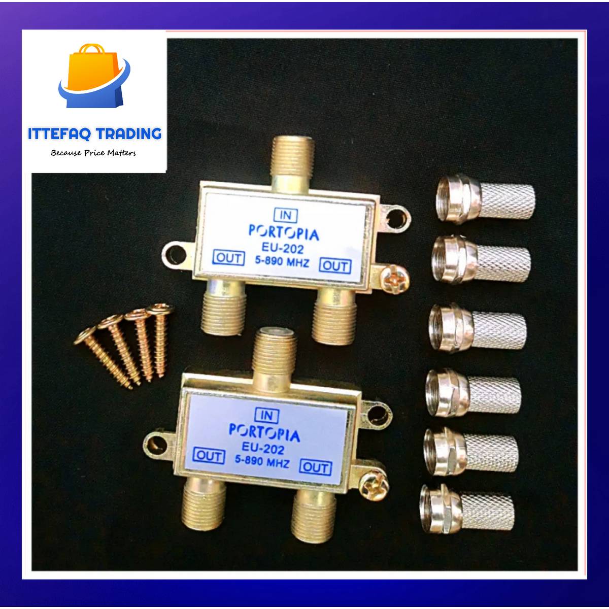 2 Way Digital Cable TV Splitter 5-890Mhz with FREE RG6 Connectors (Made ...