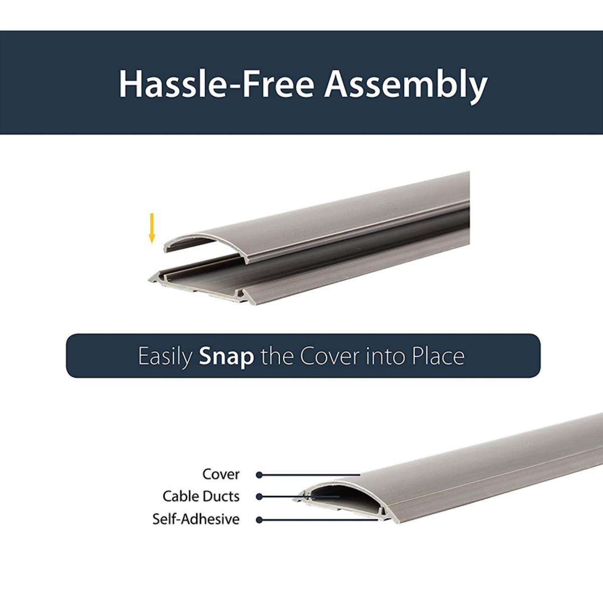 CableR 10x30mm Wide Grey Floor Cable Duct with Guard Self-Adhesive ...