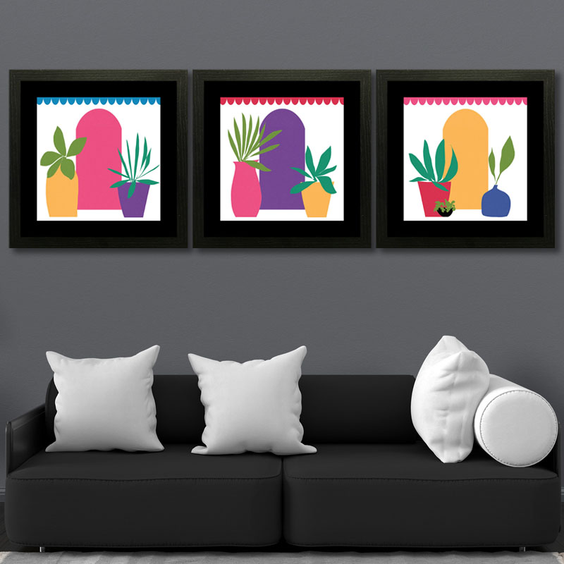 Set of 3 Botanical Abstract Wall Art Frames, Collage Frames for wall Décor – Raqeeq BF28 | Daraz.pk