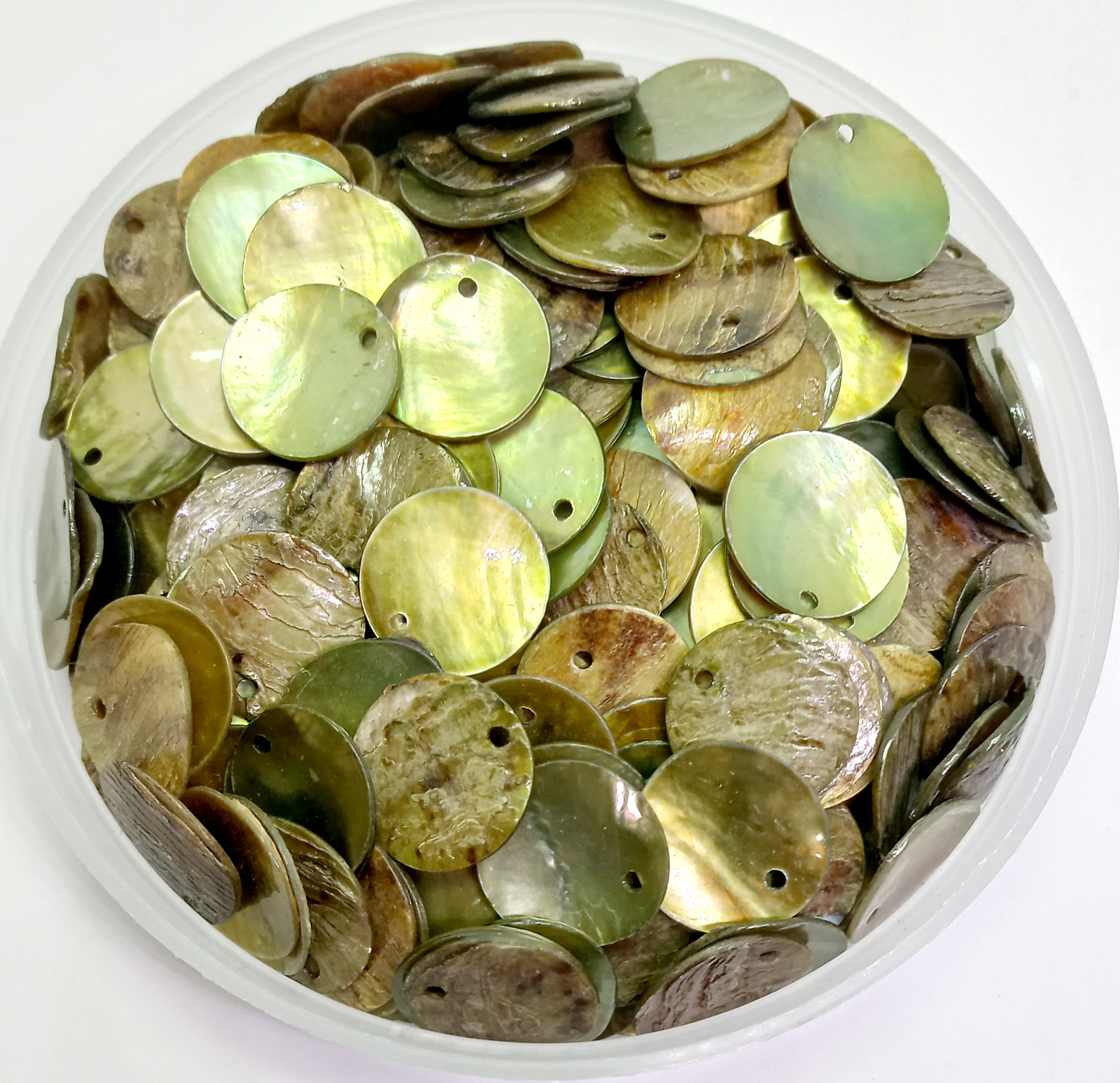 Pack of 25pcs, Iridescent Mussel Sea Shell Flat Round Coin Charm/Beads ...