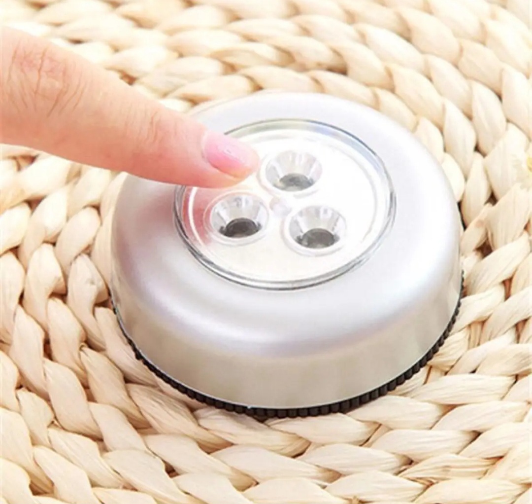 Mini Wireless 3 LED Light, Push Touch Lamp Kitchen Cabinet Closet Night ...