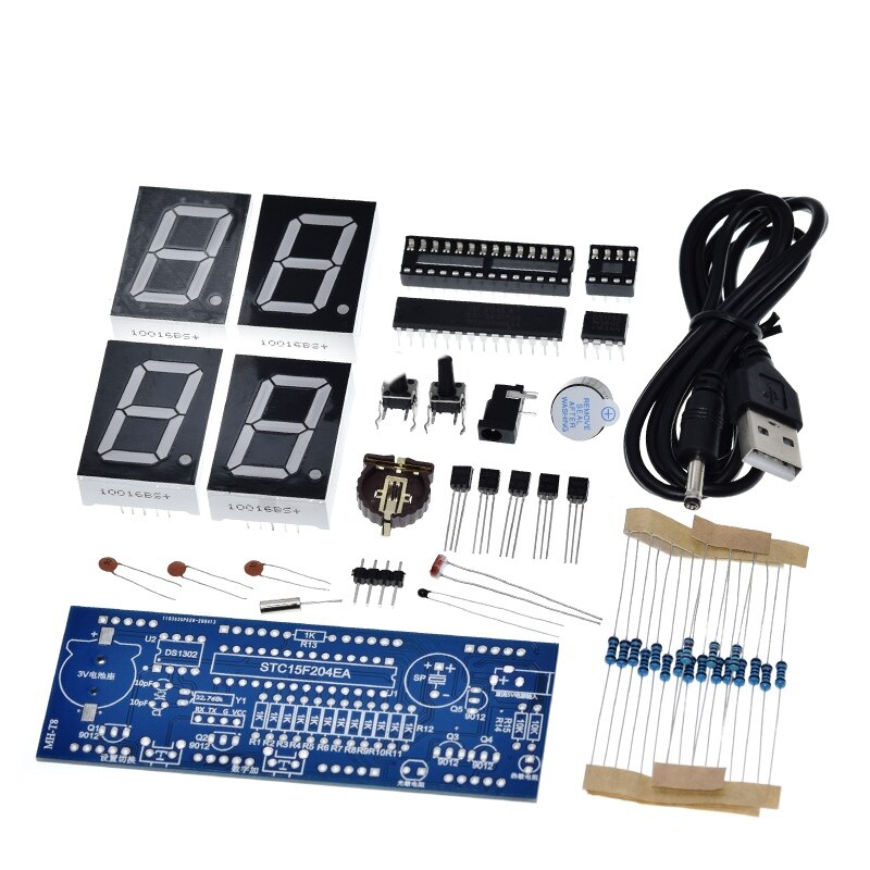 DIY KIT Electronic Clock LED Microcontroller Kit Digital Clock Time ...