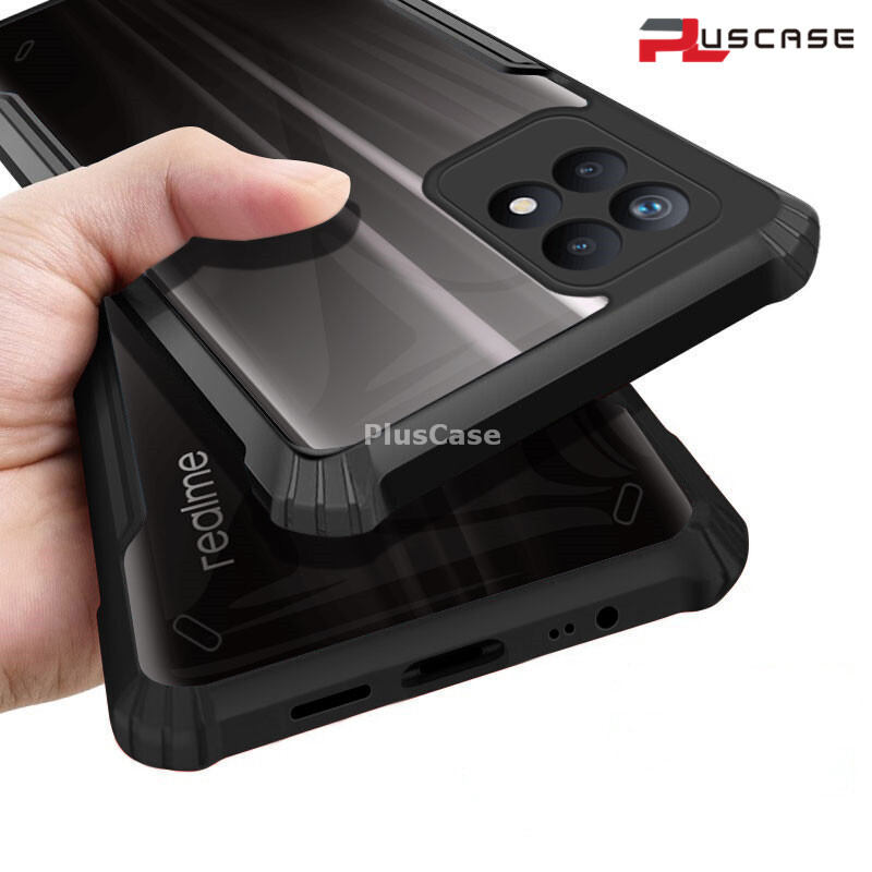 PlusCase for Realme 8i Case Air Cushion Hard Crystal Clear Back Soft ...