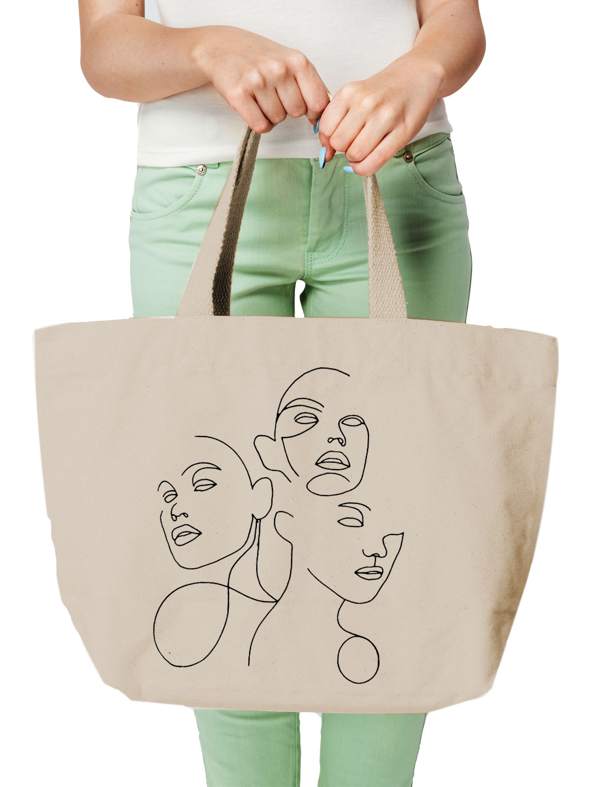 Vagile Face Line Tote l Aesthetic Tote Bag Heavy Canvas Women Ladies ...