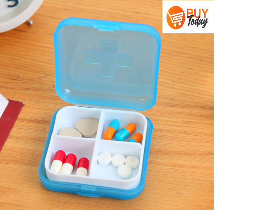 Mini Medicine Box Holder Organizer Container Pill Cases , travel 4 grid ...