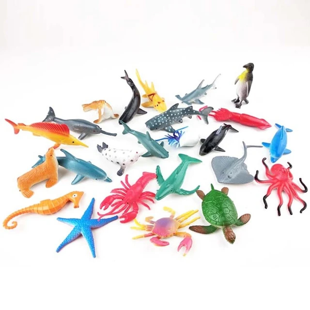 19 Pcs - Ocean Creatures Mini Sea Animal Kingdom Toy Set - For Kids ...