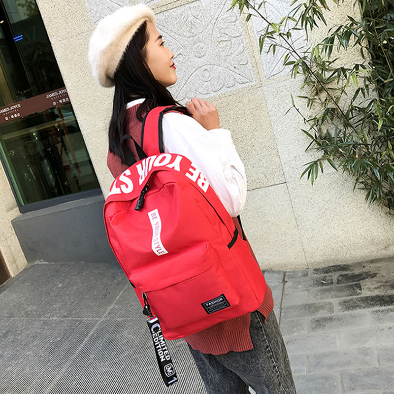 Backpack Canvas Large Capacity Fashion Letter Backpack Trendy Book Bag ...
