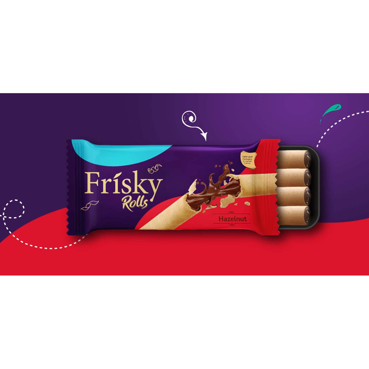 Frisky Rolls / Chocolate Rolls / 86gm / Hazulnut Flavour / Pack of 2 ...