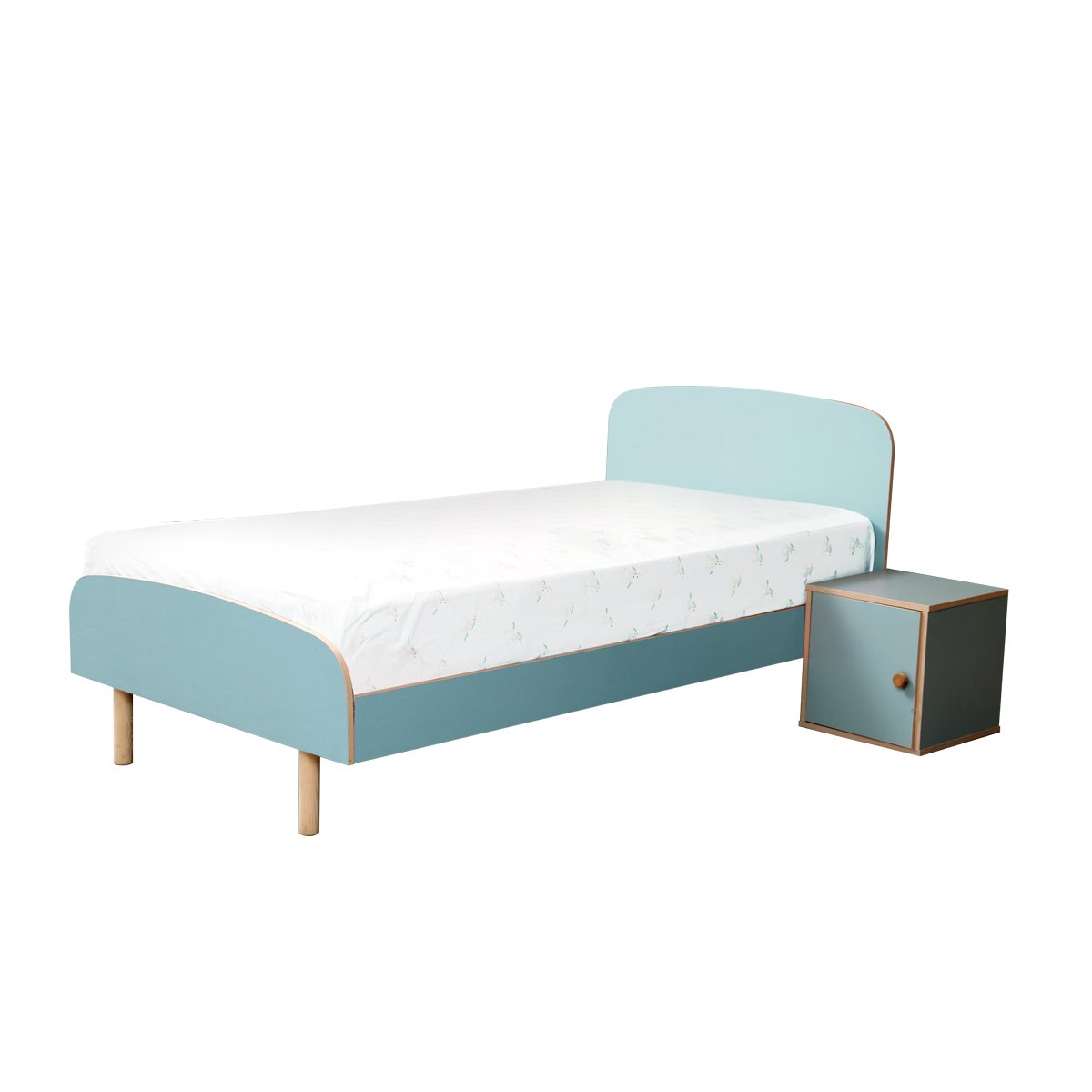 Habitt - Leo Single Size Bed - Blue Laminated - Free installation ...
