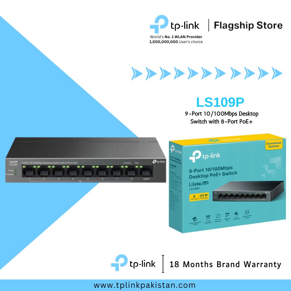 TP-Link Network Gigabit Desktop Switch LS109P 9-Port 10/100Mbps Desktop ...