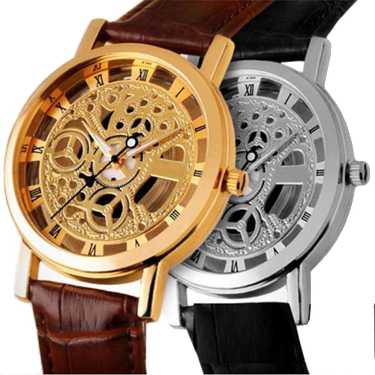 Transparent dial with skeleton design gives you the most fashionable ...