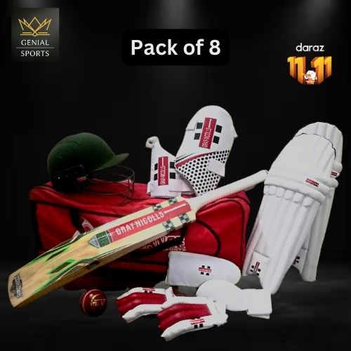 Pack of 8 - Cricket Kit For Adults (Hard Ball Bat + Hard Ball + Gloves ...