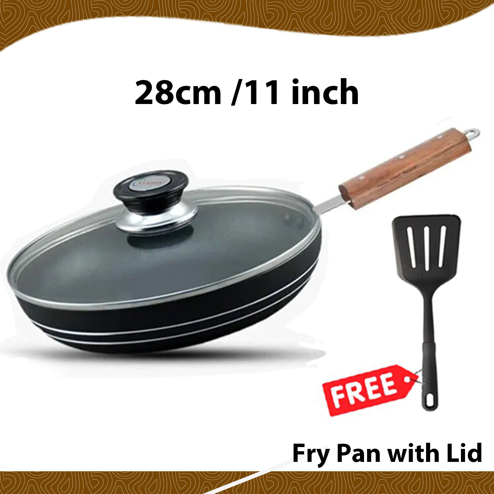 Non Stick FryPan with Glass Lid / Sizes 26,28,30 Inches | Daraz.pk