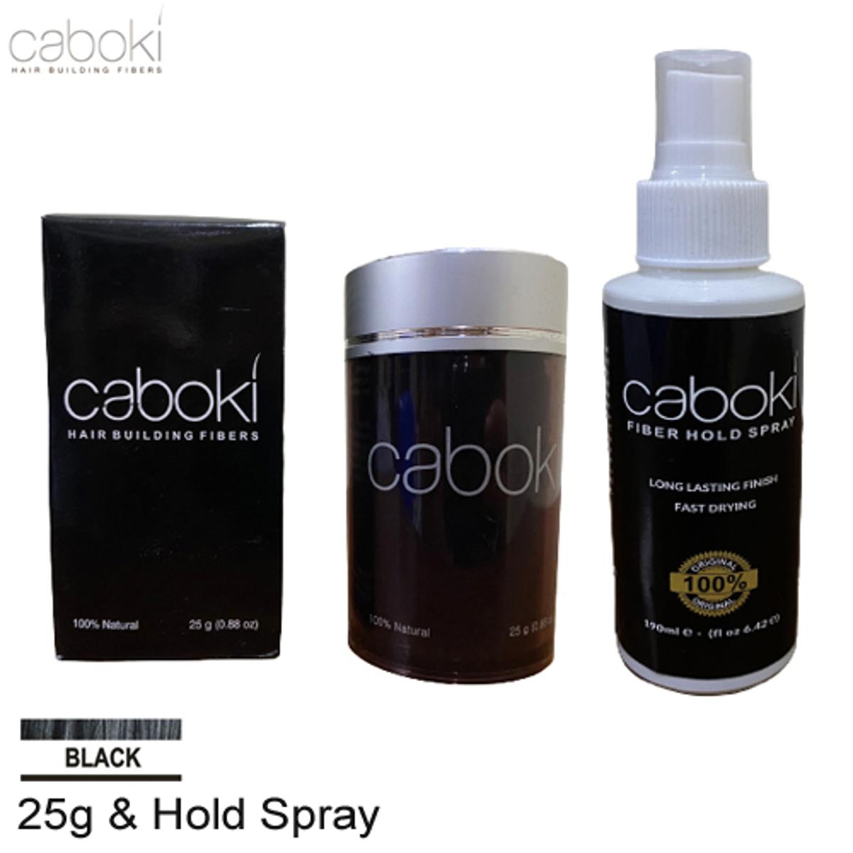 Caboki Hair Fiber 25g Black + Caboki Fiber Hold Spray 190ml | Daraz.pk