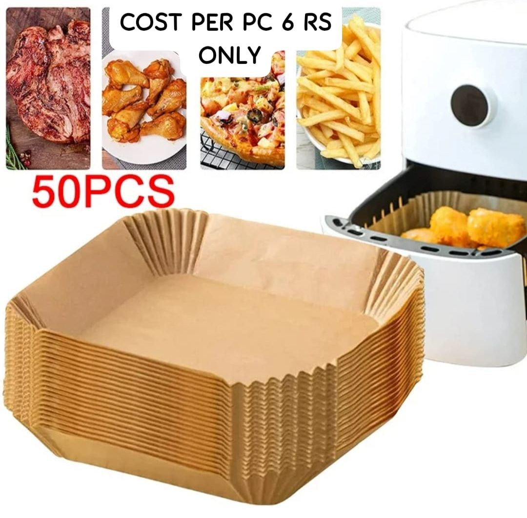 50 disposable paper liners with anti-adhesive coating for air fryer ...