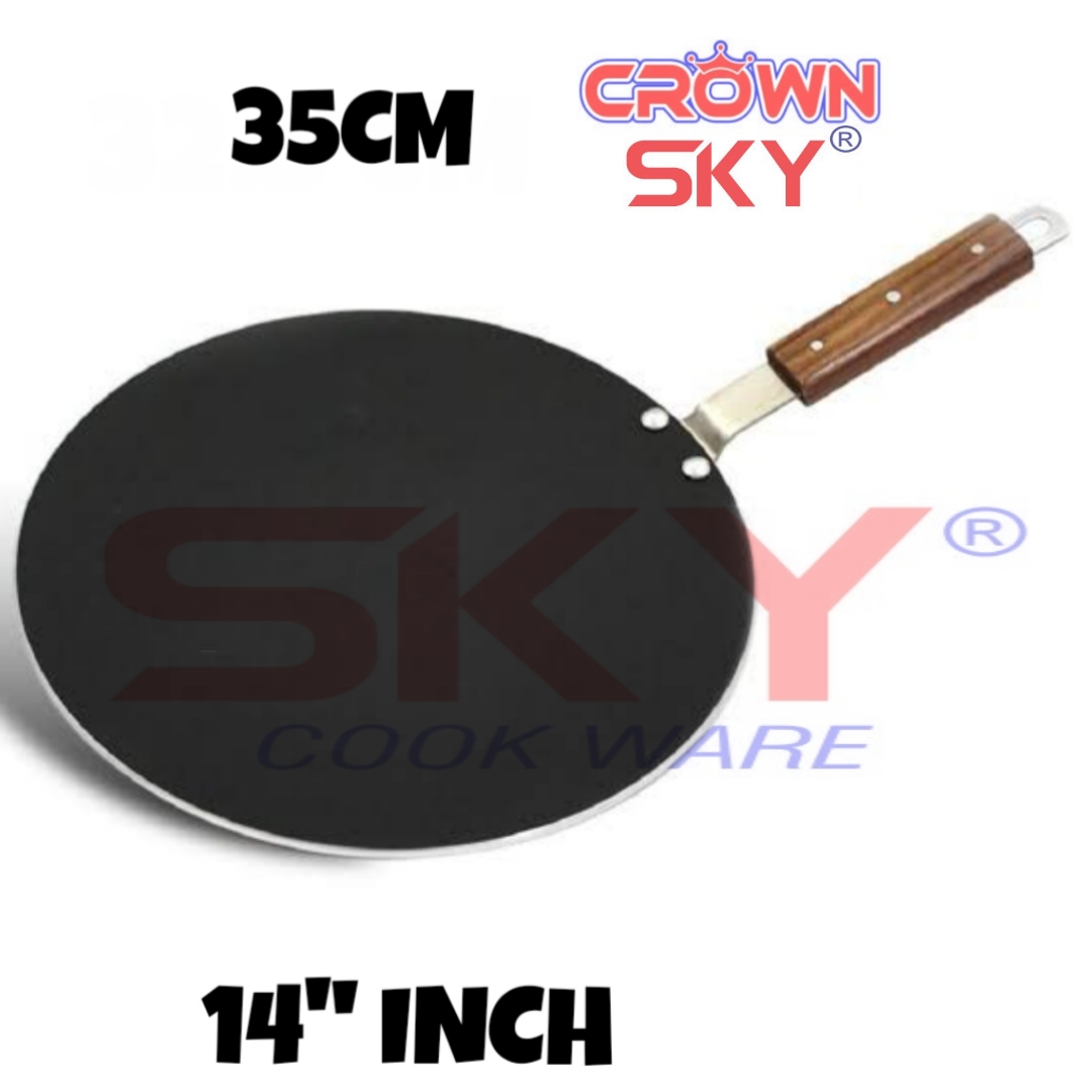 Tawa Non Stick Wood Handle High Quality Coating 12/13/14 inch | Daraz.pk