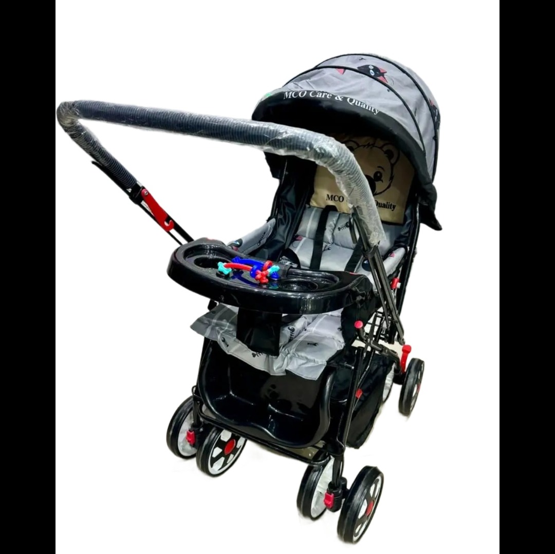 2 in 1 Handle 8 Big Wheels Pram For Kids With Food Tray Suitable For ...