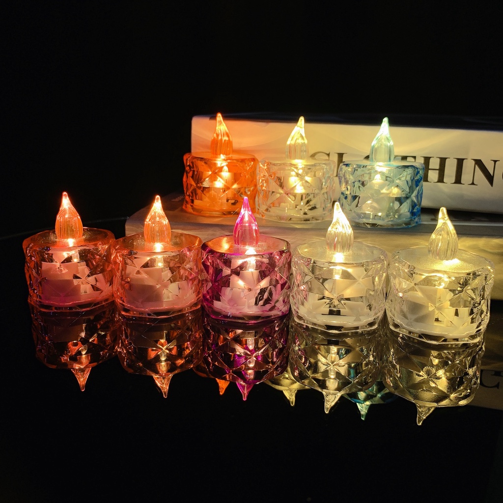 Battery Operated Night Light LED Flameless Fake Candle Light Acrylic ...