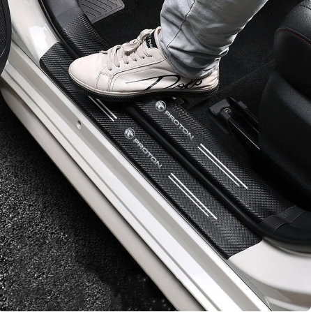 Car Door Sill Protector Trunk Door Carbon Fiber Pattern Threshold ...