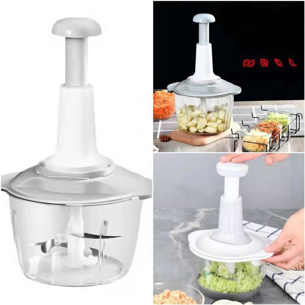 Manual Food Chopper, 1500ML Speedy Chopper with 3 Curved Stainless ...
