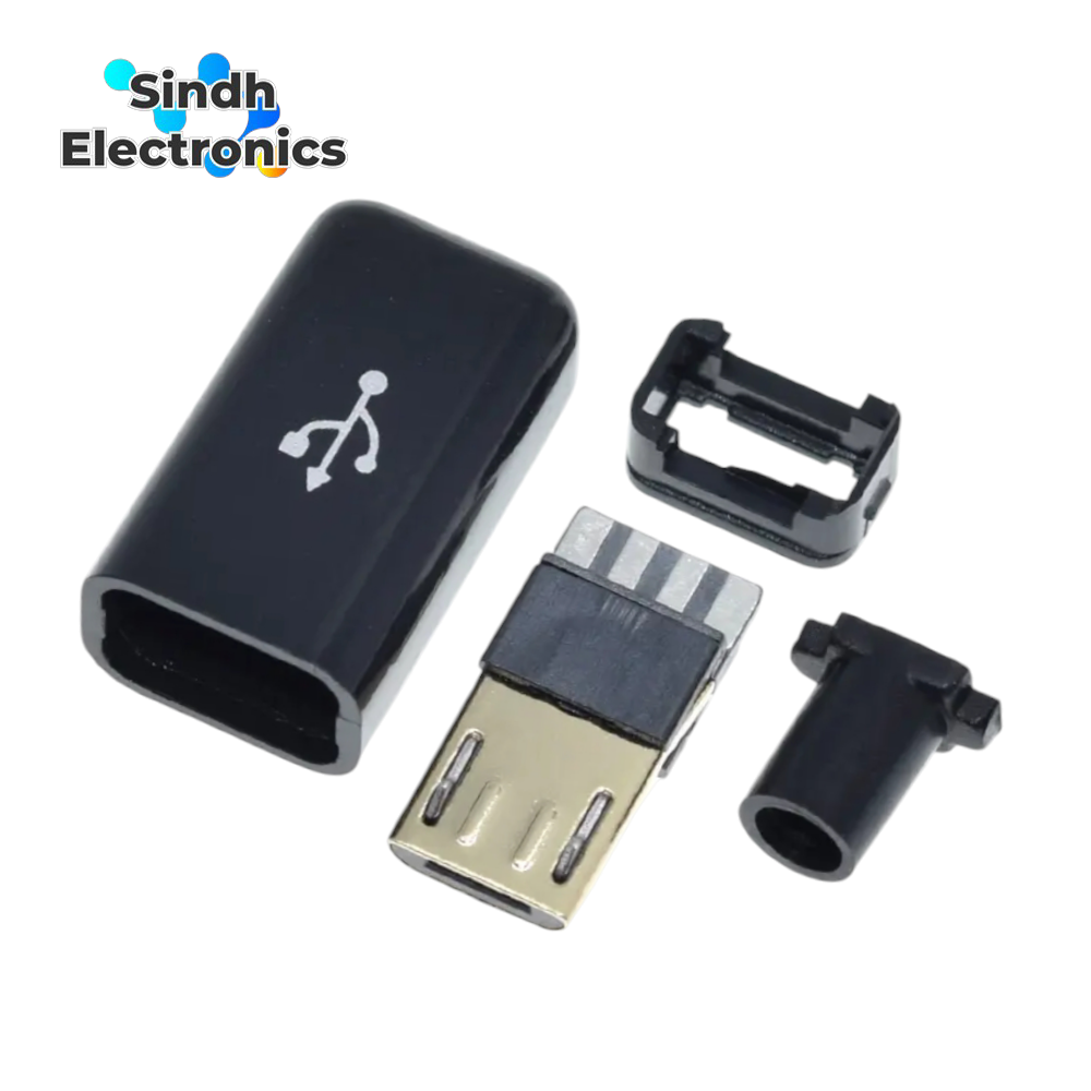 Micro USB Male 4 Pin DIY Micro Usb Jack Connector With Black Plastic ...