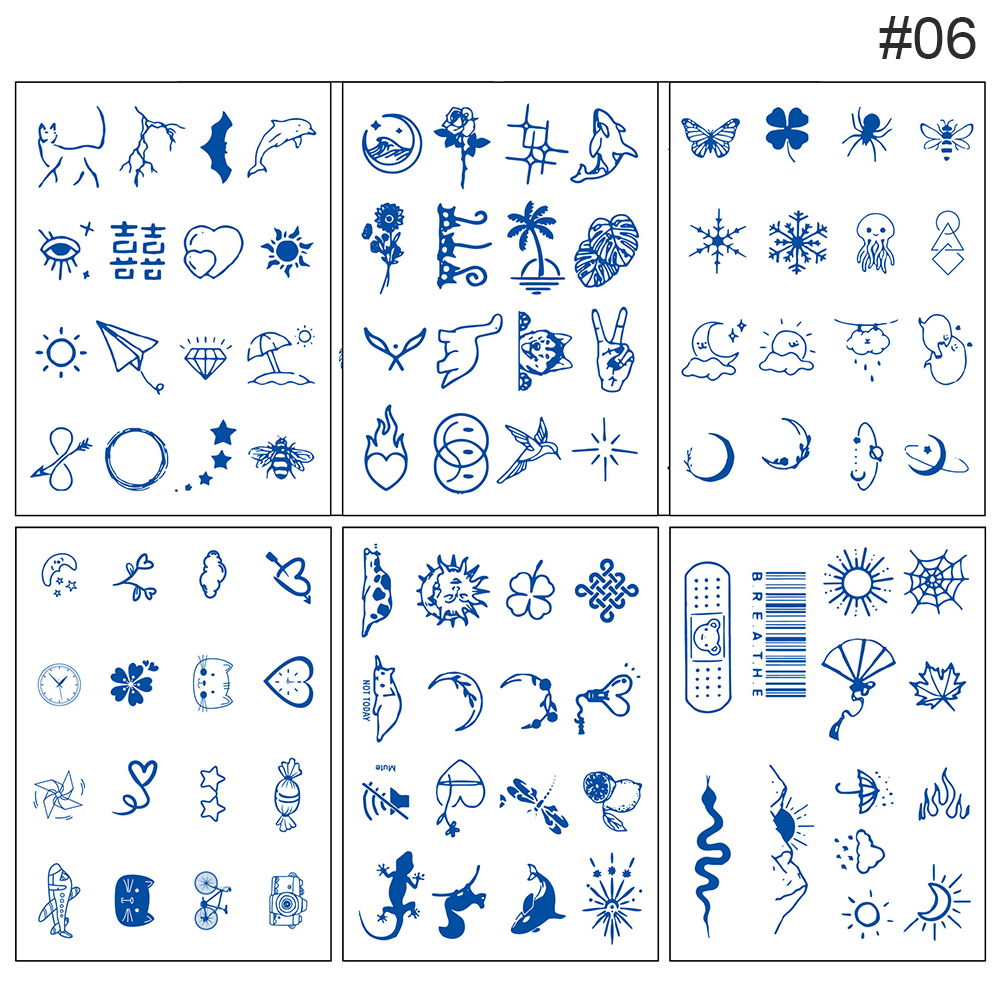 JM 6pcs/set Cute Tattoo Stickers Herbal Tattoo Stickers Waterproof Long ...