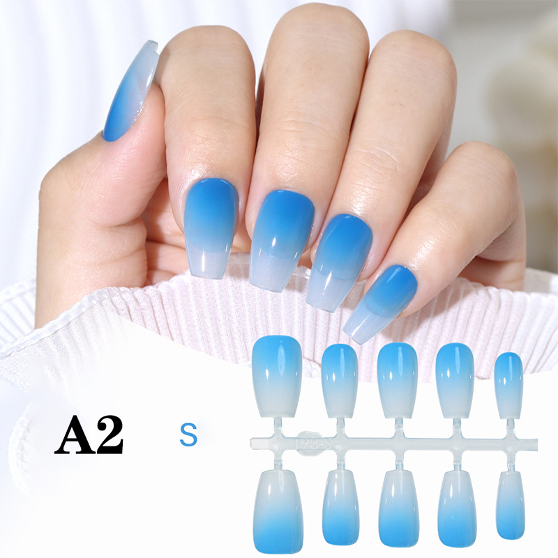 Gradient Short Ballet Nails Set 10Pcs Simple Nude Color False Nails ...
