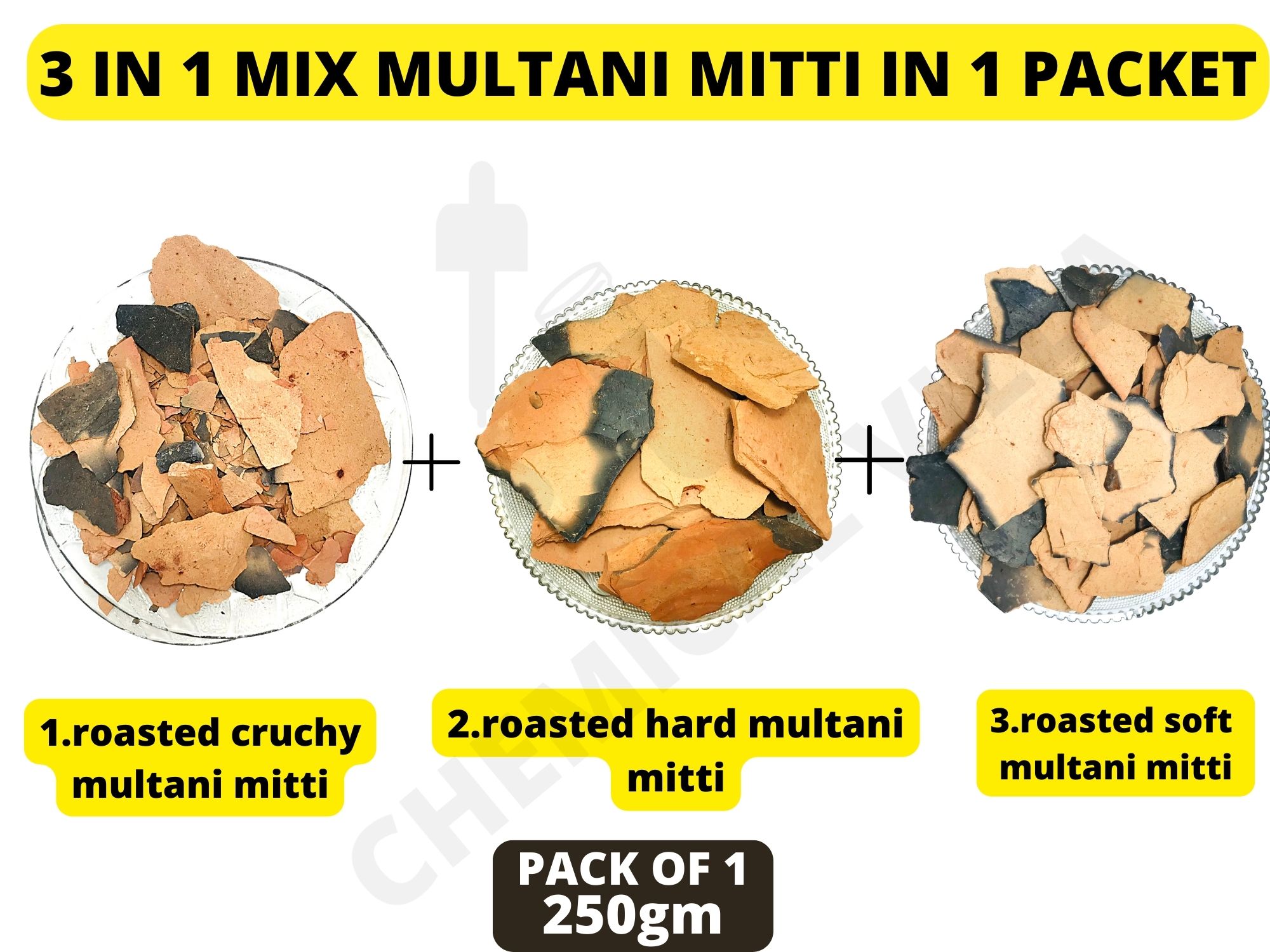 MIX 3 IN 1 MULTANI MITTI ROASTED FOR EATING 250 GRAM PACKET| SOFT,HARD ...