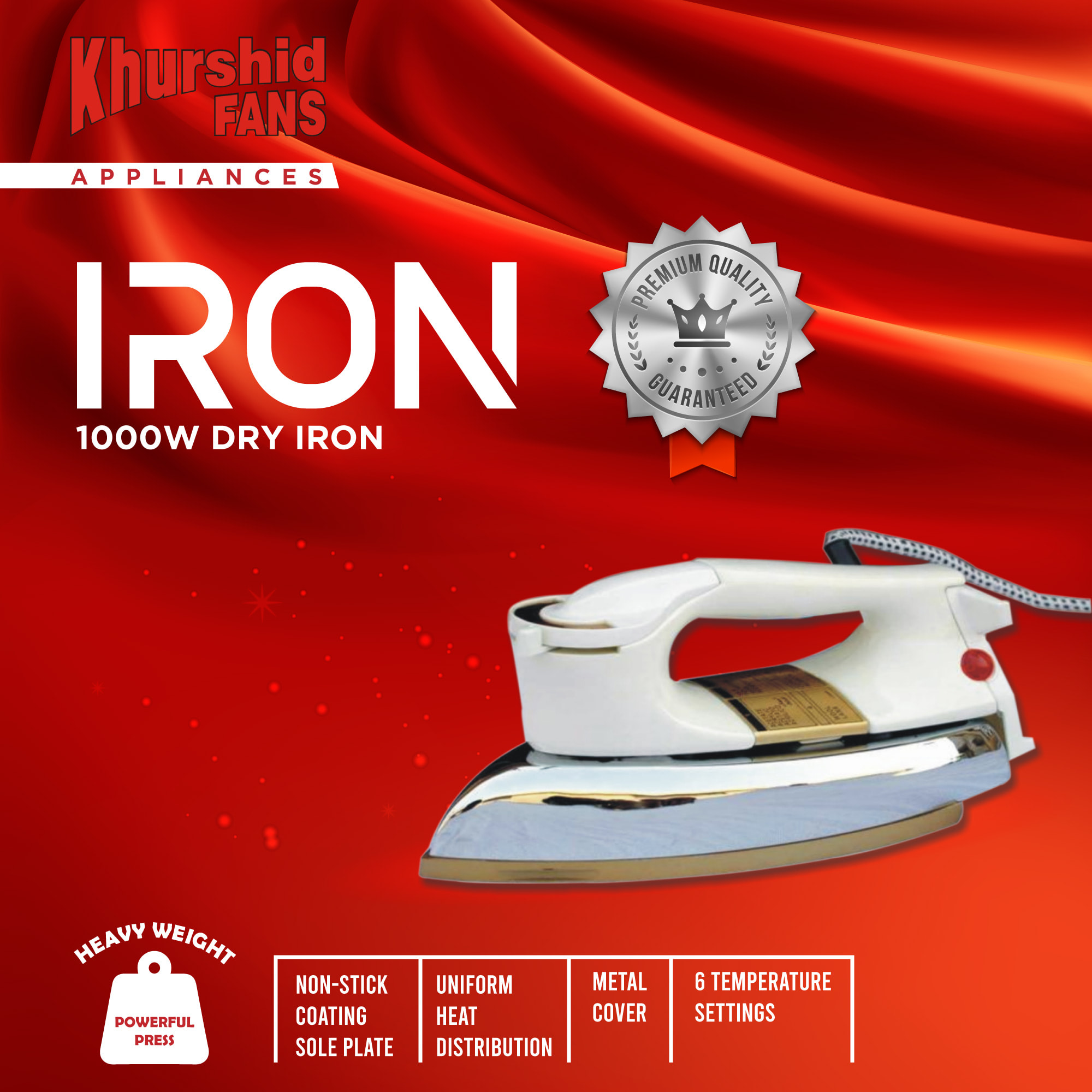 Khurshid Automatic Dry Iron 1000W 5 Year Warranty | Daraz.pk