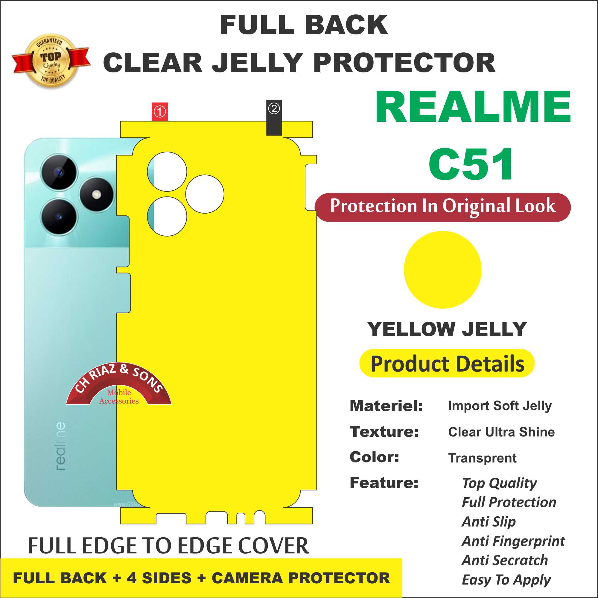 Realme C51/ Realme Note 50 FULL BACK 360 premium Protection Skin Wrap ...