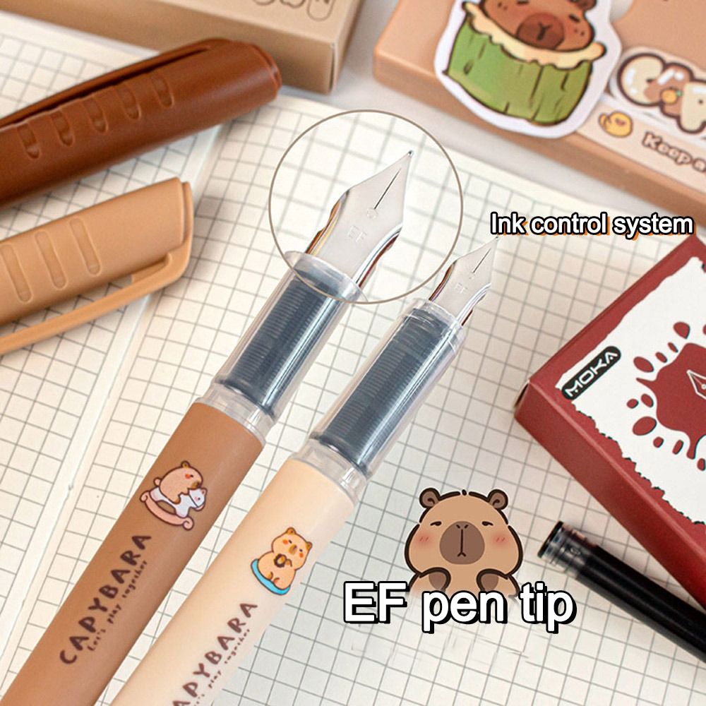 4Pcs Cute EF Tip Capibara Fountain Pen Replacable Ink Quick-drying ...
