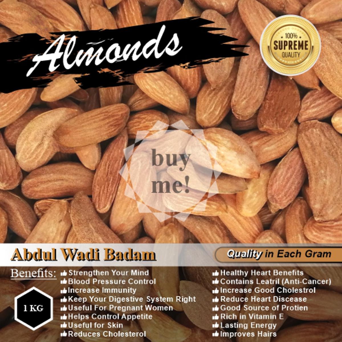 Abdul Wadi Badam Best Quality Mamra Almond 1 KG | Daraz.pk