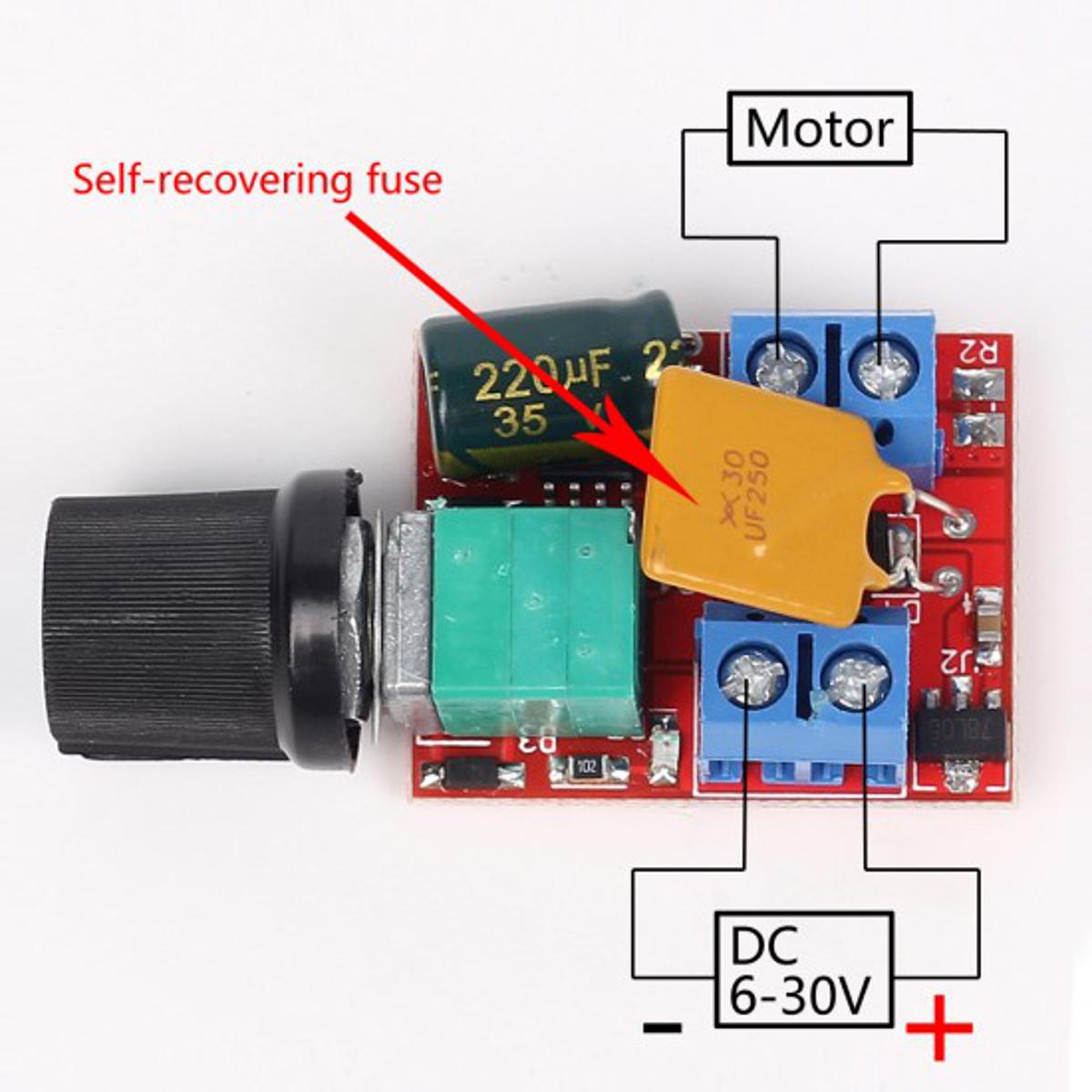 Mini DC-DC 4.5V-35V 5A 90W PWM DC Motor Speed ControllerModule Speed Regulator Control Adjust ...