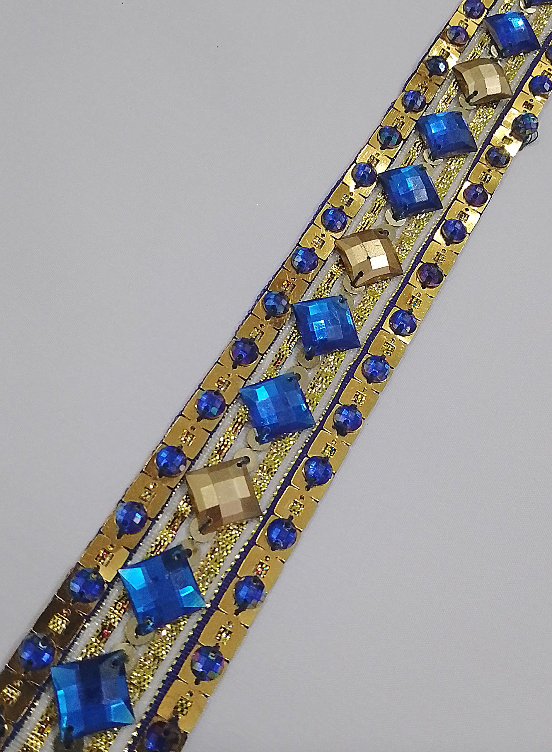 1 Yard/Gaz Fancy Banasri Golden Sequin Sitara with crystal and ...