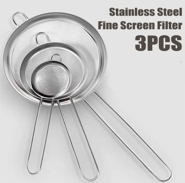 Chye pony, Pack of 3 stainless steel fine mesh tea strainer, qahwa ...