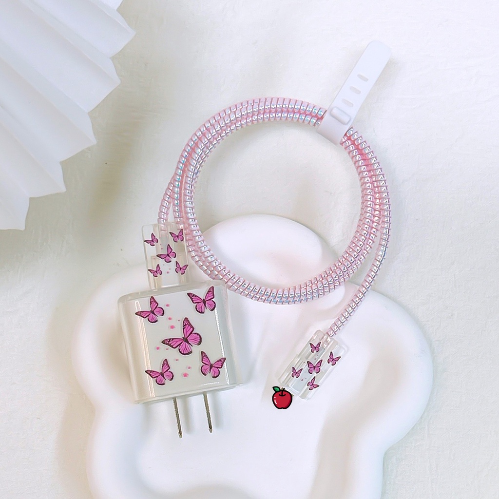 Data Cable Cord Winder Kit / 3D Bow Knot Heart Cable Protector Cover ...