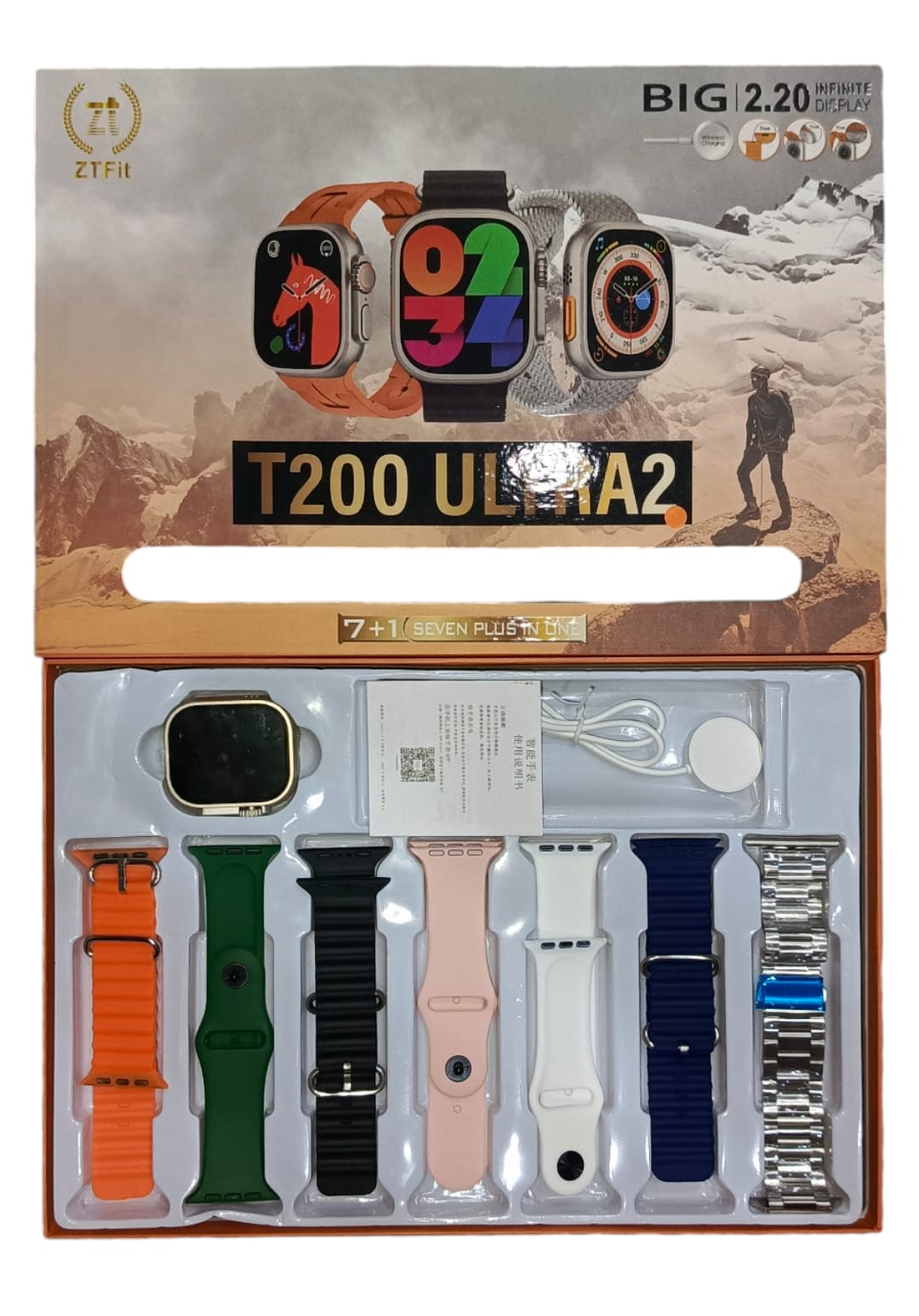 ZT Fit Ultra-2 ( 7 in 1 ) Straps Smart Watch New Edition Metal Body Big ...