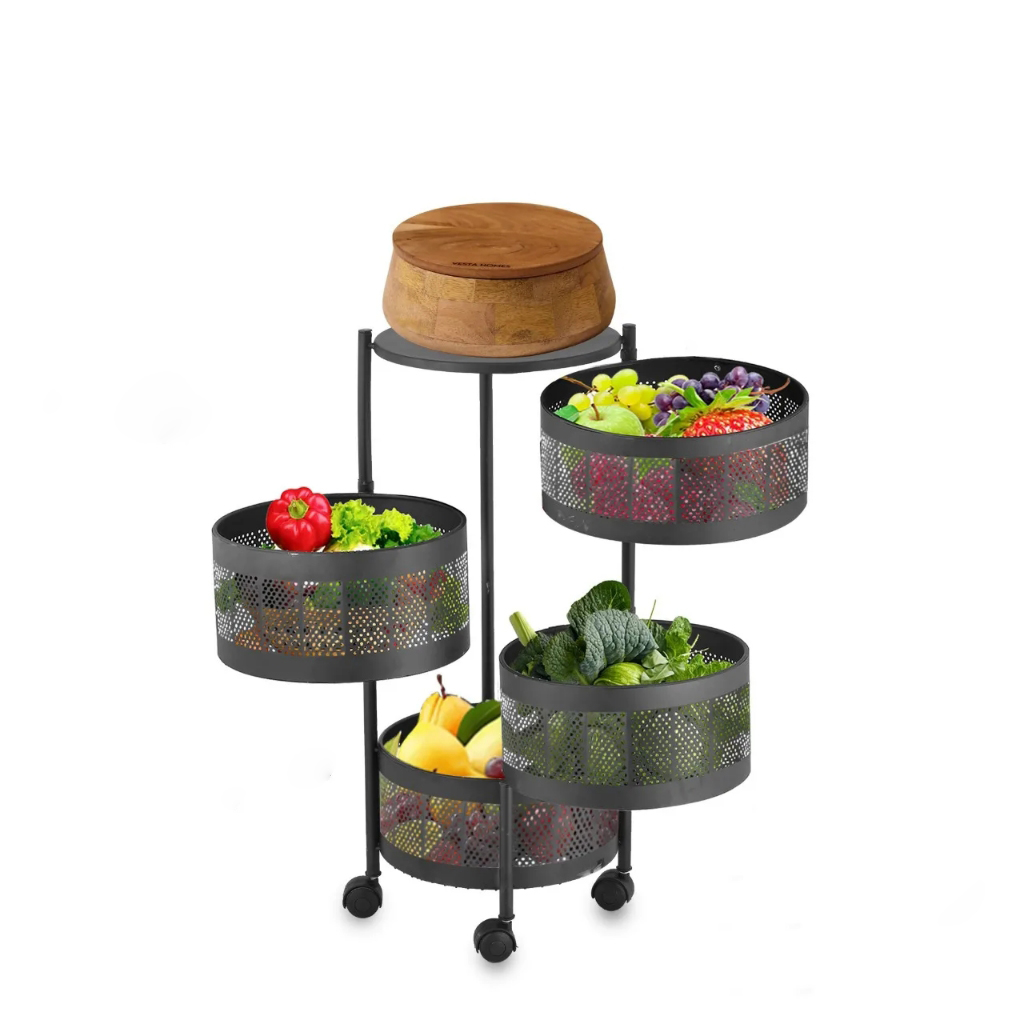 Kitchen Round shape Storage Rack Vegetable Rack 3/4/5 Layer's 360 ...