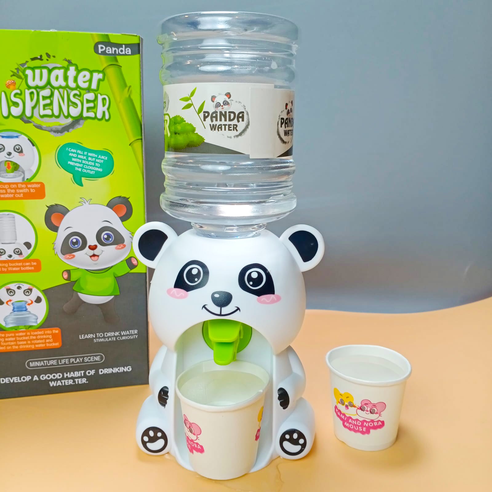 Mini Panda Water Dispenser Baby Toy Drinking Water Hand Press Water ...
