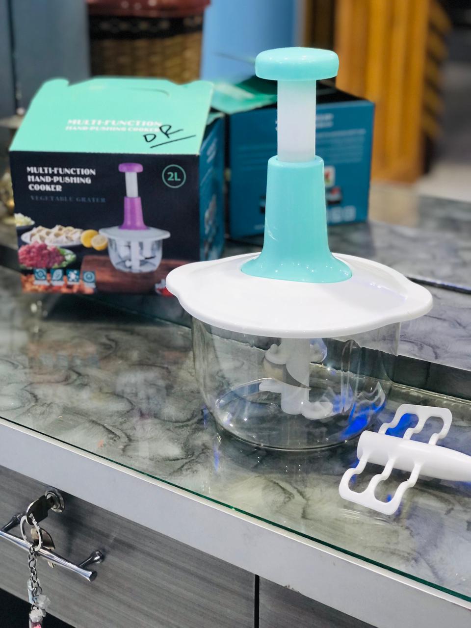 Manual Food Chopper, Speedy Chopper with 3 Curved Stainless Steel ...