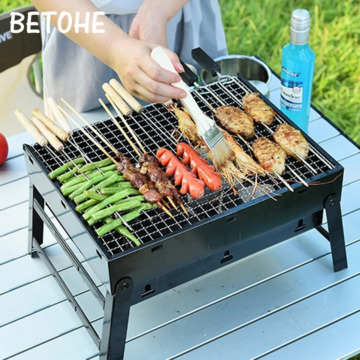 Portable FOLDING Barbecue Grill BBQ Grill Charcoal Foldable BAR B Q ...
