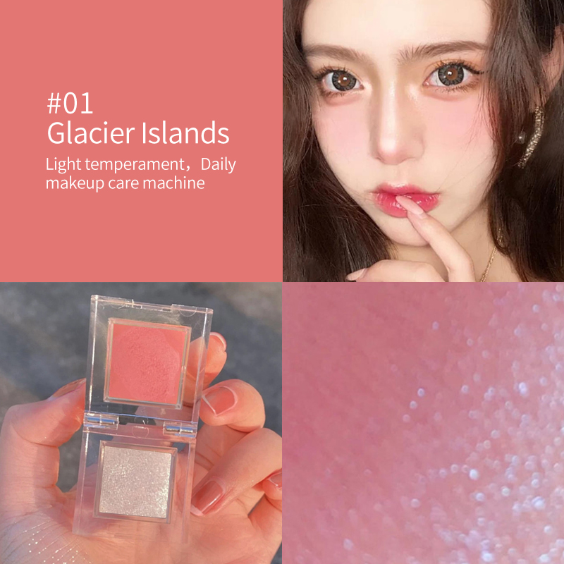 2 Colors Face Blush Peach Pallete Mineral Pigment Palette Cream Shining ...
