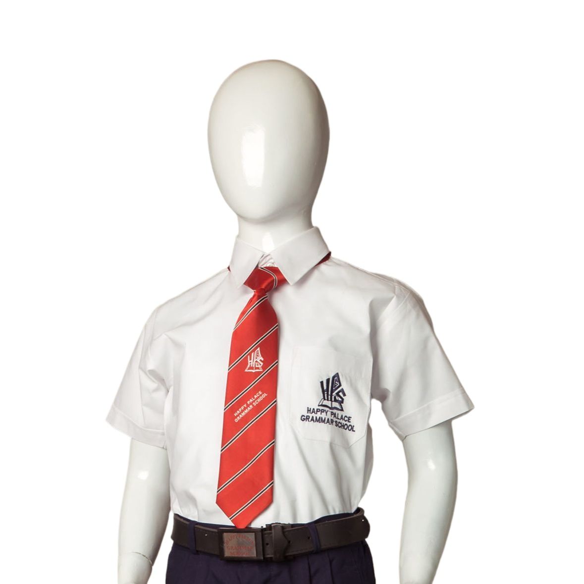 HAPPY PALACE GRAMMAR SCHOOL UNIFORM WHITE SHIRT WITH BLUE MONOGRAM FOR ...