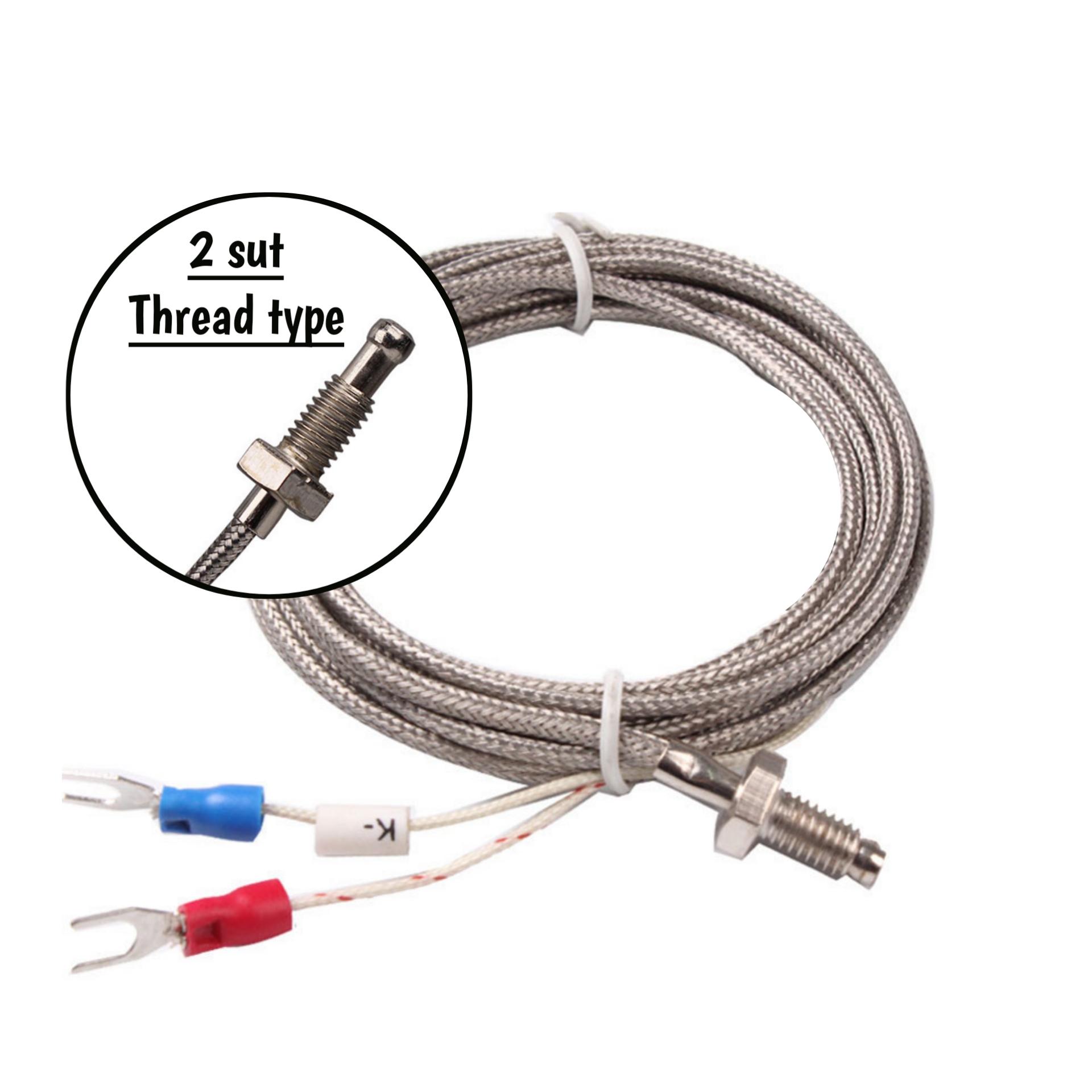 K TYPE/STUD TYPE THERMOCOUPLE TEMPERATURE SENSOR WITH 2METER WIRE CABLE ...